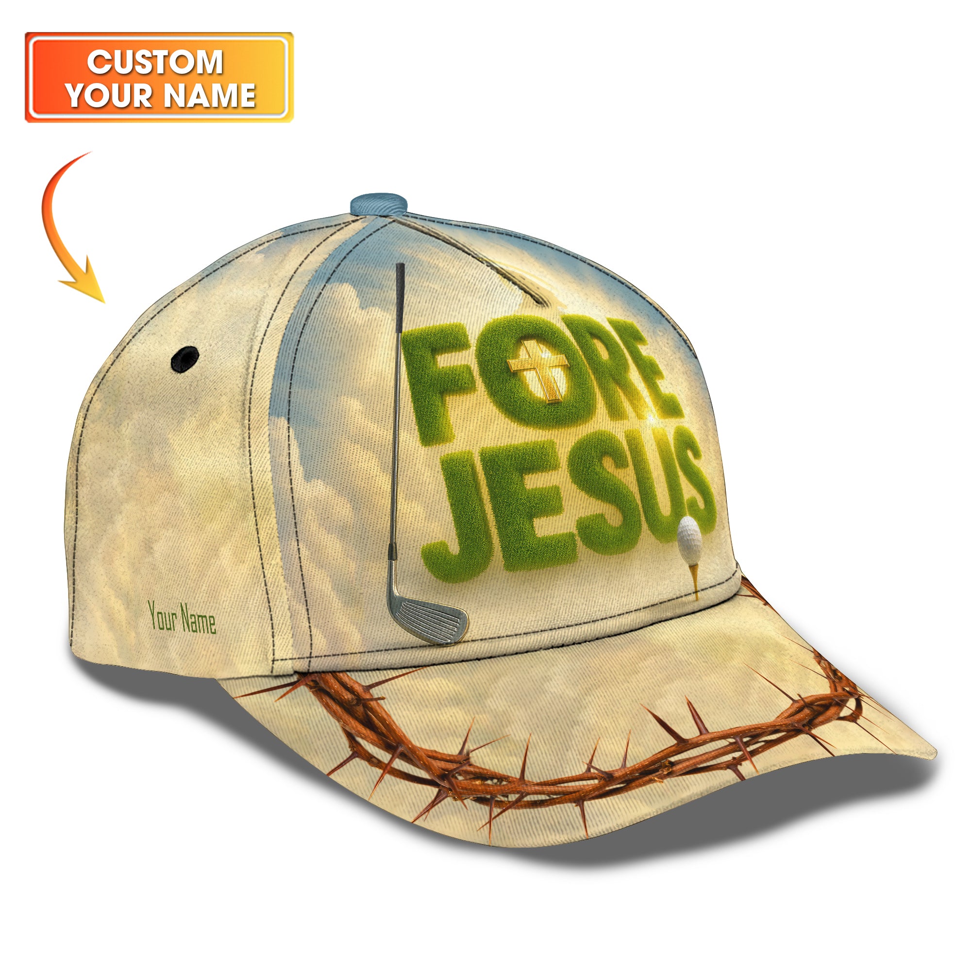 FORE JESUS Custom Golf Hat, Golf Jesus Classic Cap, Golf Gift For Men ...