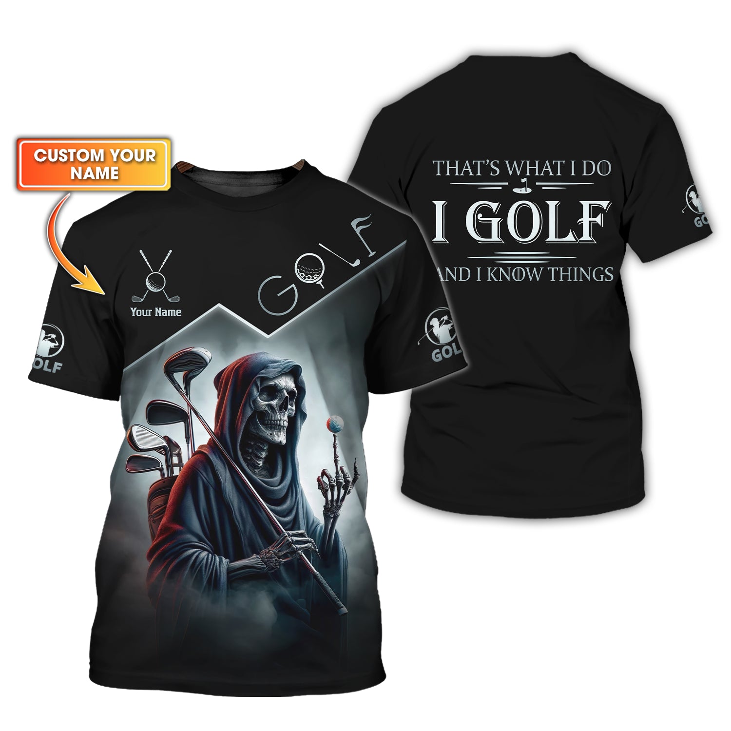 Custom Golf Shirt – Grim Reaper Design – That's What I Do I Golf and I ...