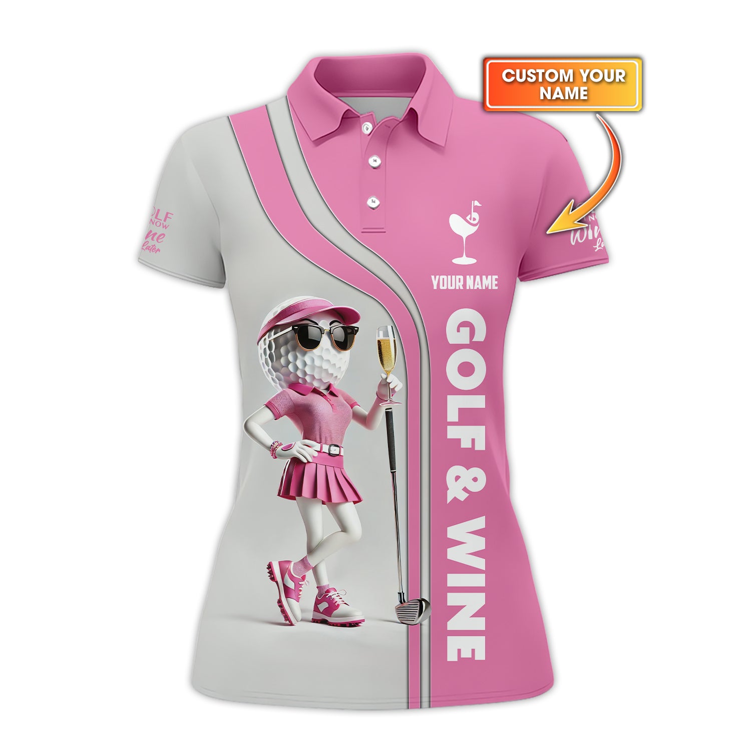 Golf & Wine Women Golf Shirts, Custom Golf Ball Lady, Golf Polos for P ...