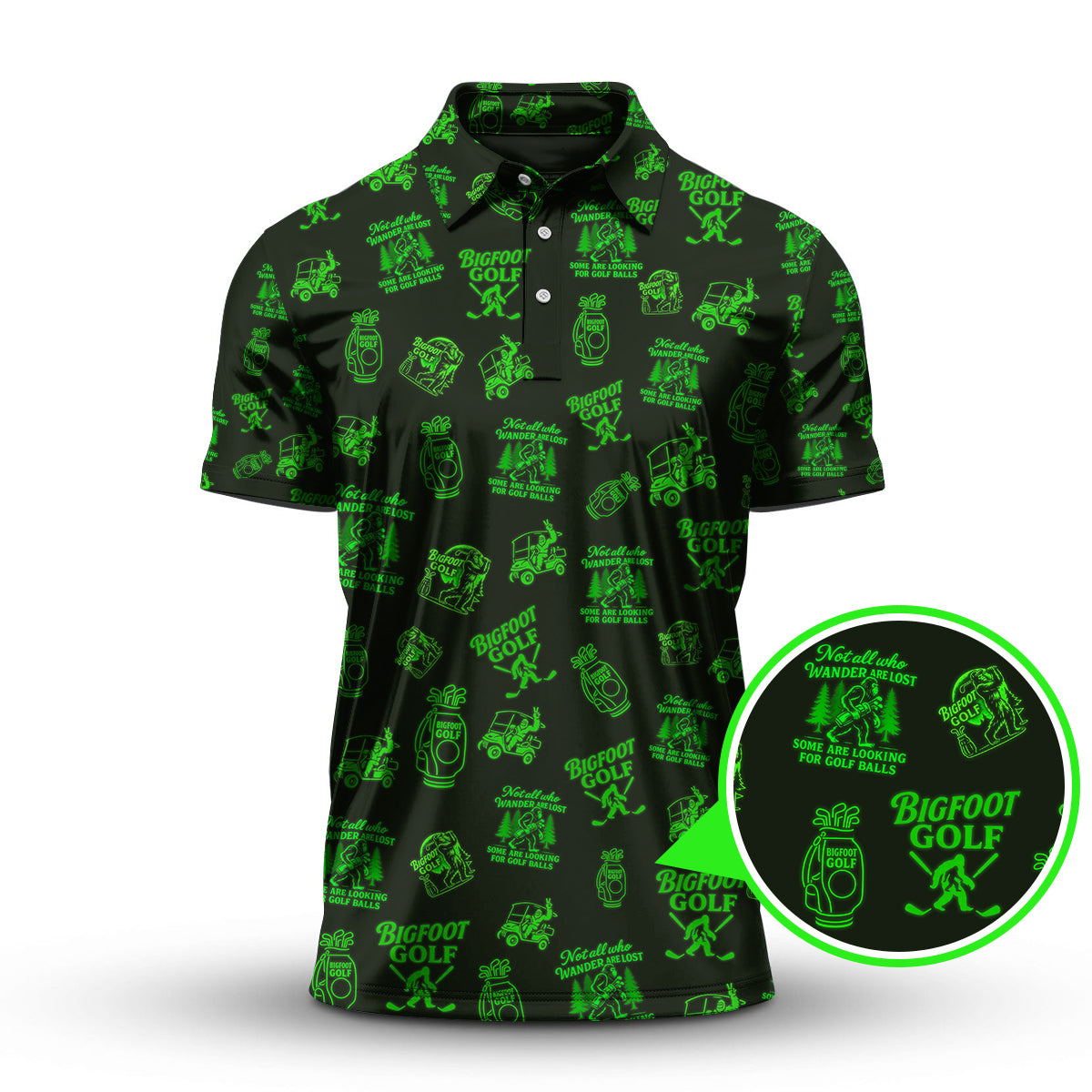 Bigfoot Golf Pattern Polos, Funny Golf Shirts, Golf Gift For Men, Craz ...