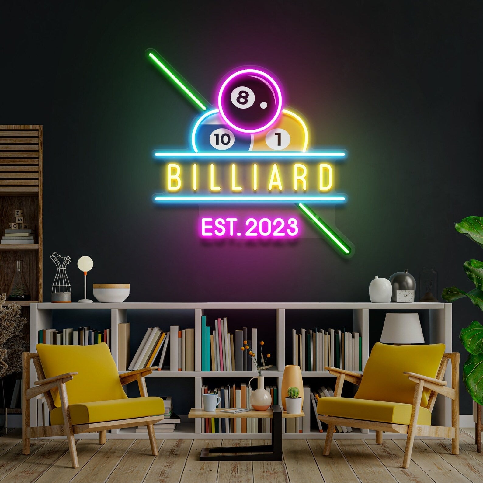 Billiards LED Neon Wall Sign, Custom Billiard Neon Sign, Home Decor ...