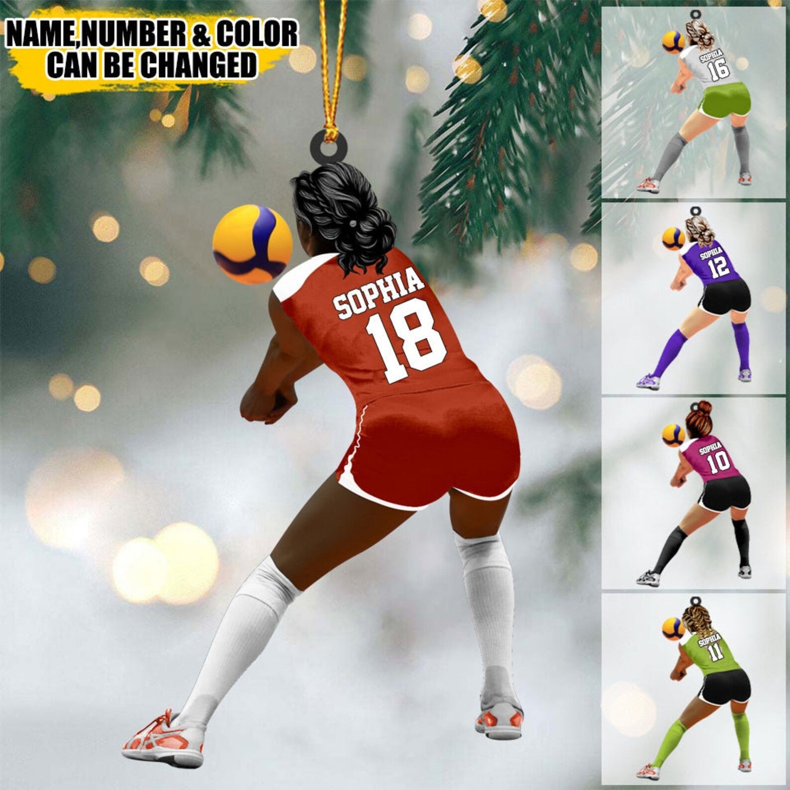 Custom Volleyball Ornament, Personalized Name Number Color Volleyball ...